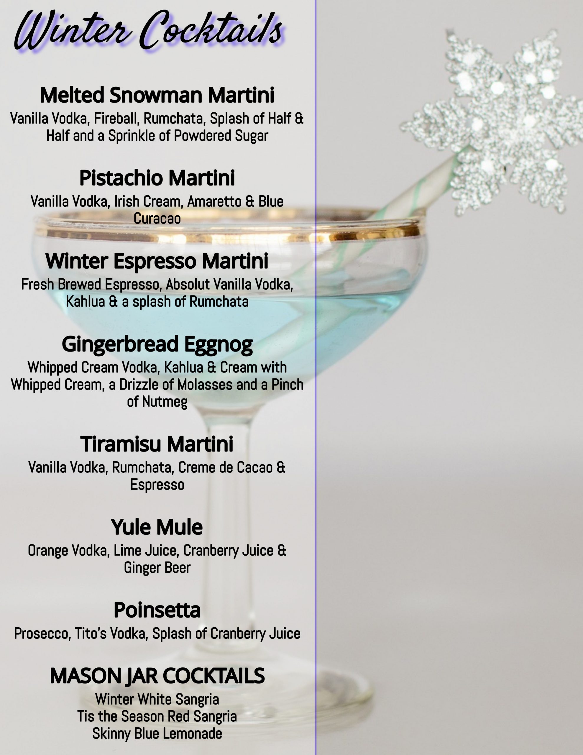 SEASONAL DRINK MENU | East Street Eatery