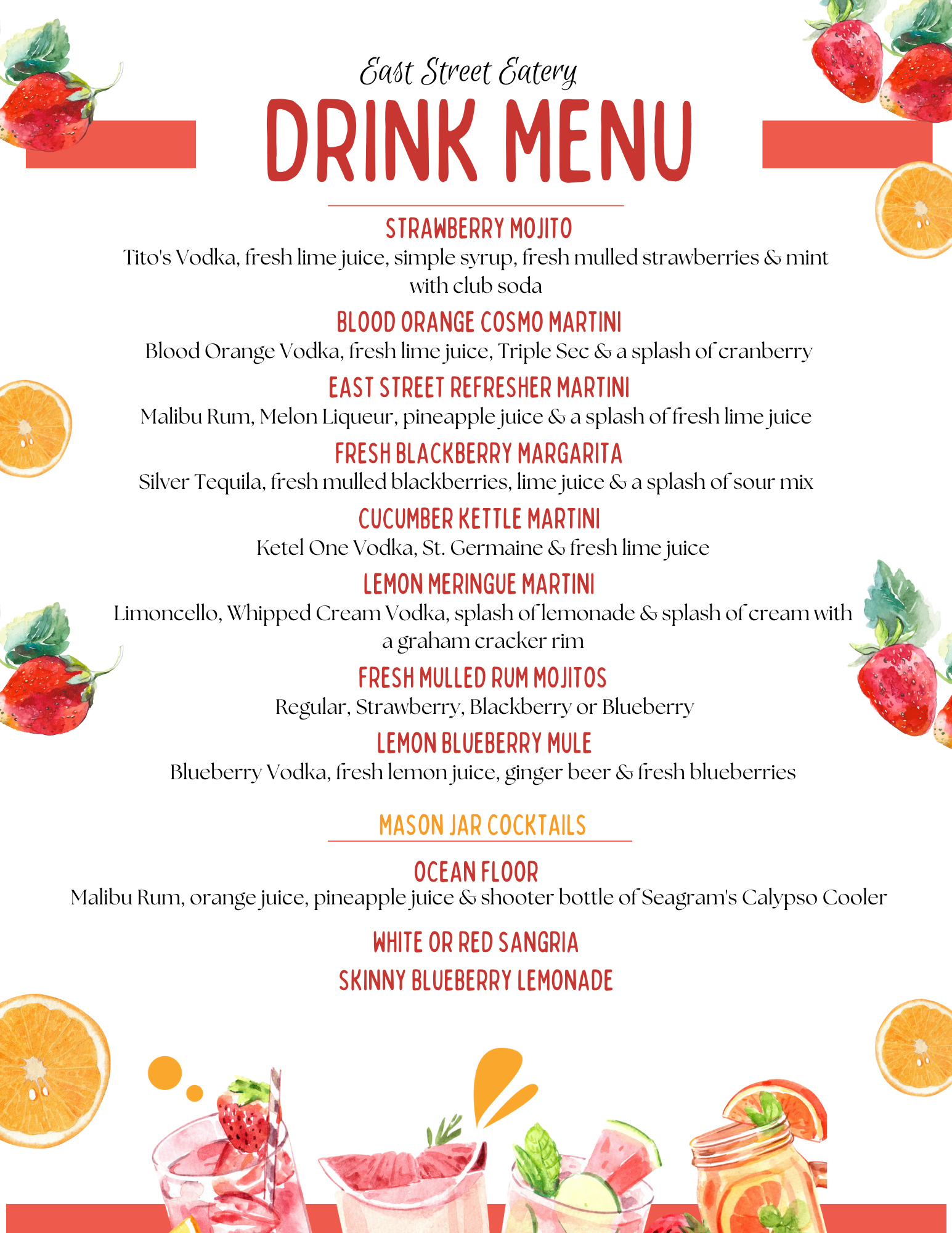 SEASONAL DRINK MENU | East Street Eatery